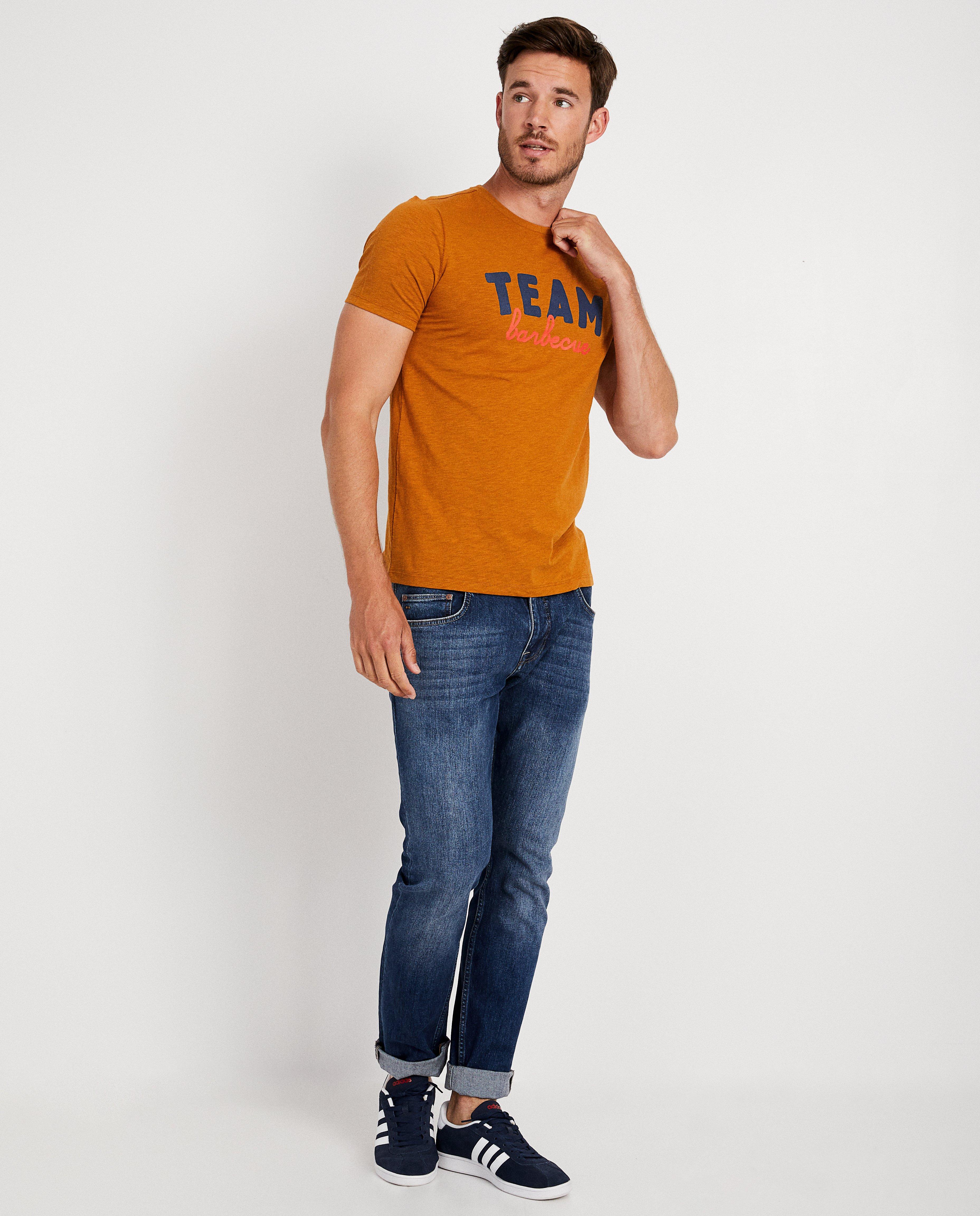 Terracotta T-shirt met opschrift