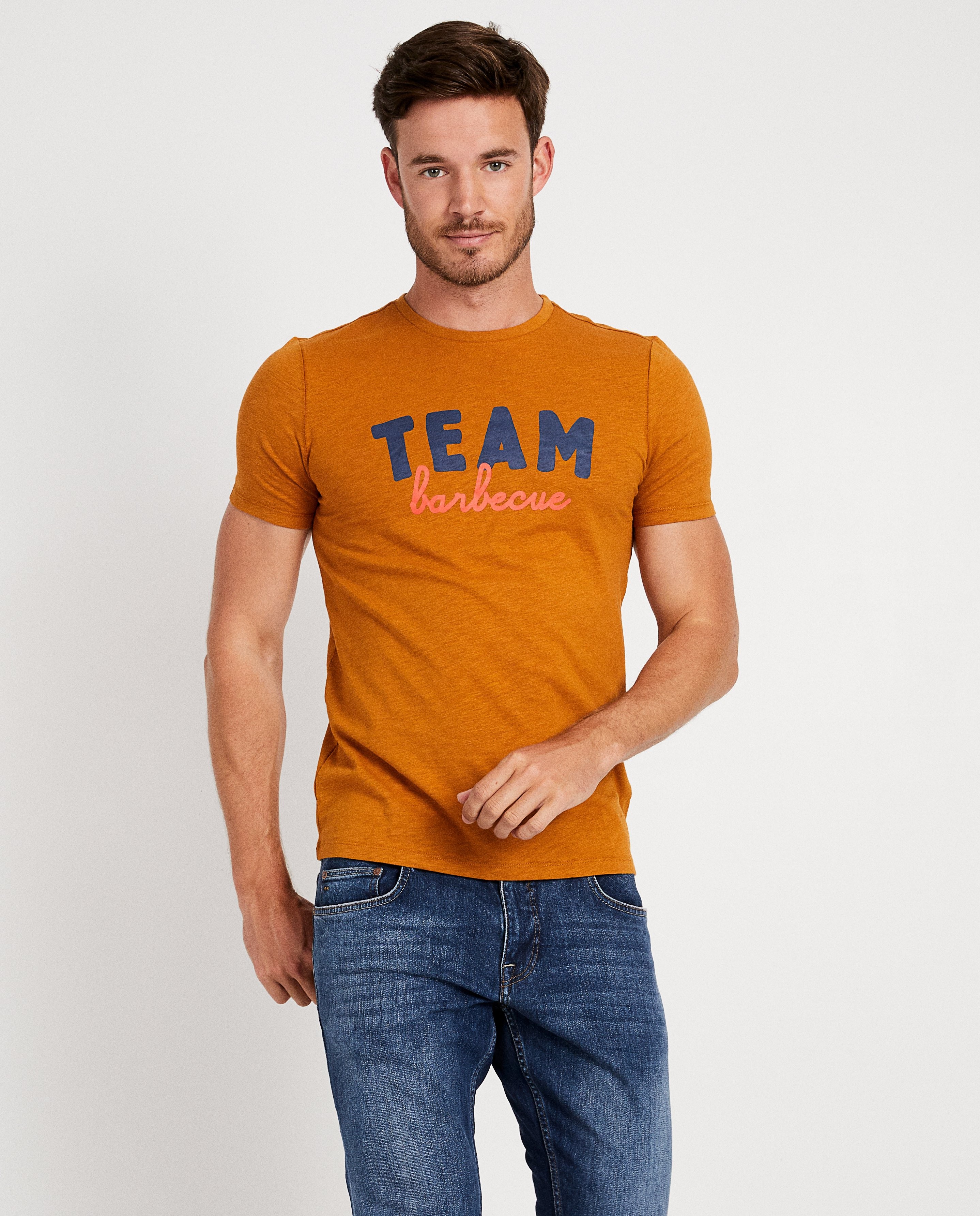 Terracotta T-shirt met opschrift