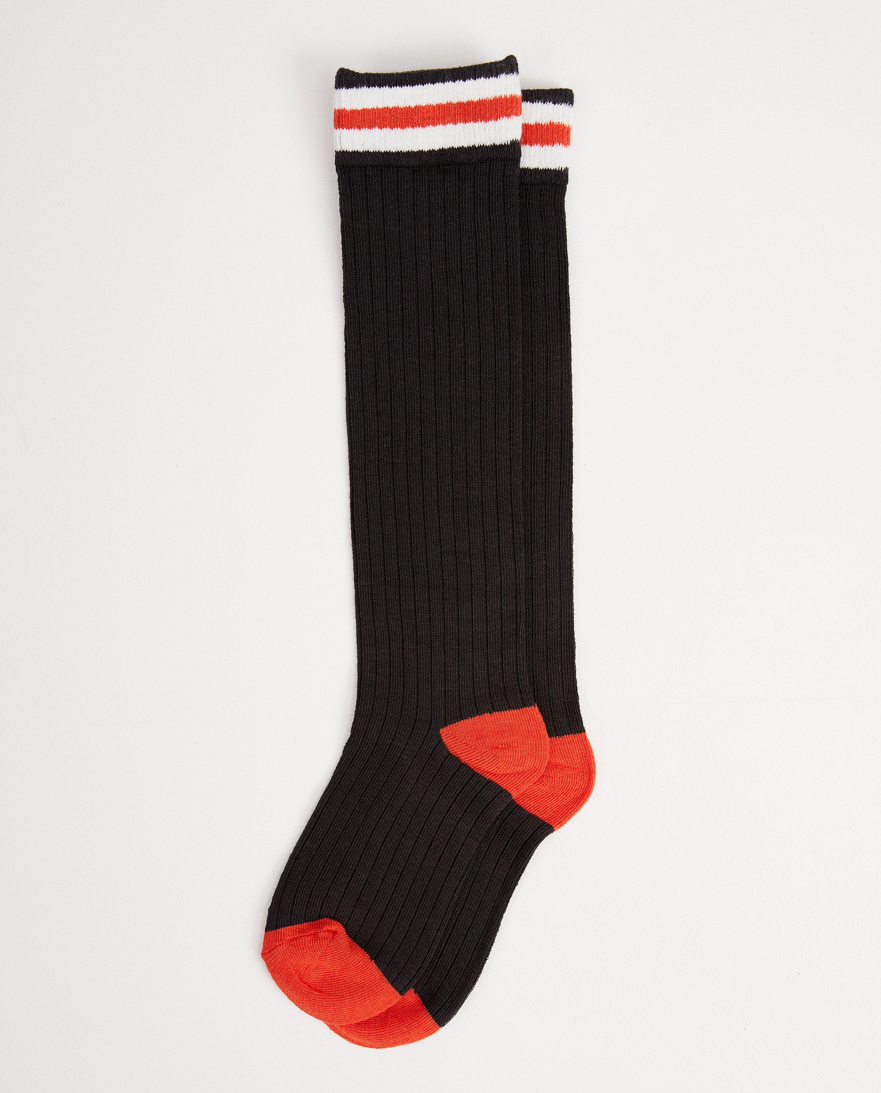 Mi-bas gris à relief côtelé avec rayures | JBC België